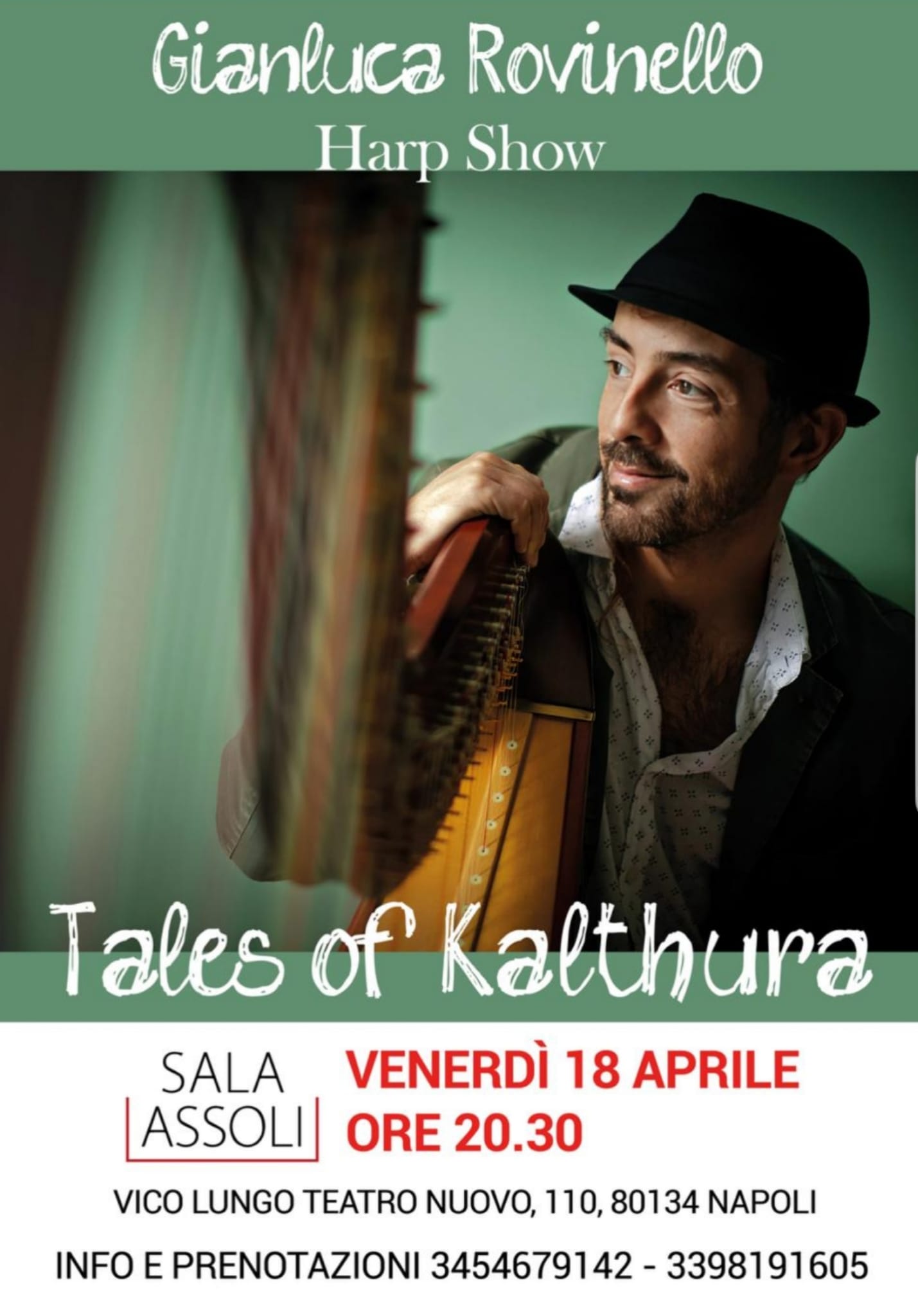 VENERDÌ 18 APRILE ALLA SALA ASSOLI DI NAPOLI ARRIVA “GIANLUCA ROVINELLO HARP SHOW” | Around Eventi